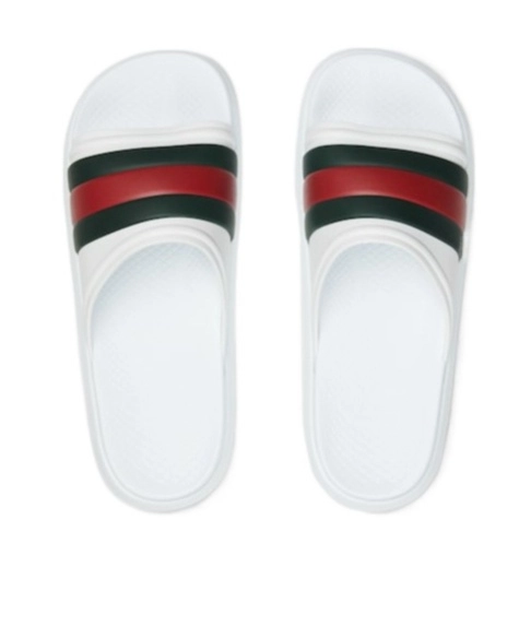 Gucci Web Slide Sandals - White