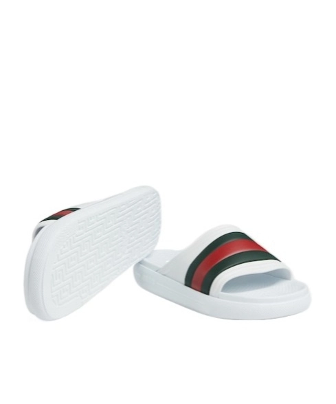 Gucci Web Slide Sandals - White