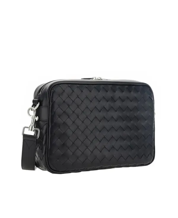 Bottega Veneta Intrecciato Leather Camera Bag - Black