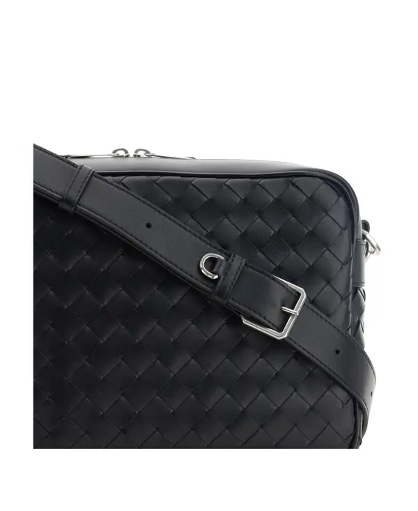Bottega Veneta Intrecciato Leather Camera Bag - Black
