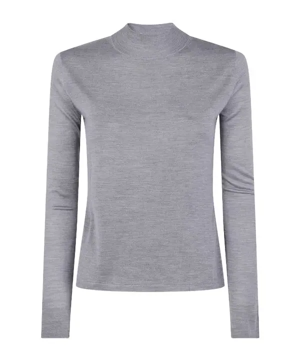 Max Mara Mock Neck Knitted Jumper - Gray