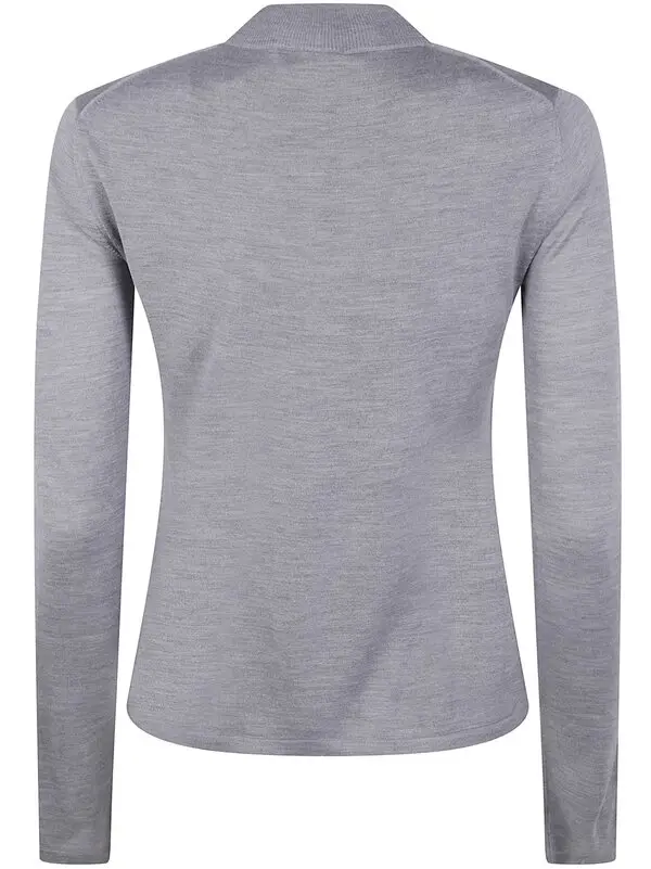 Max Mara Mock Neck Knitted Jumper - Gray