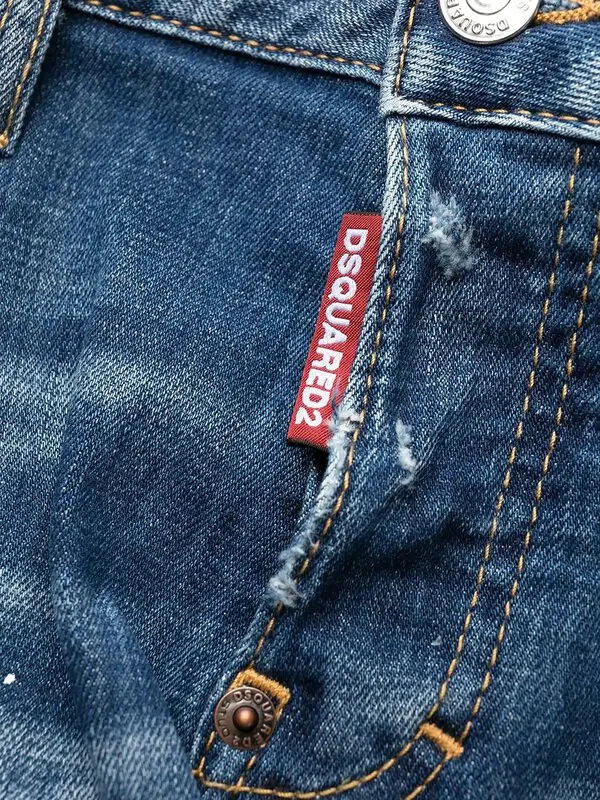 Dsquared2 Logo Print Distressed Jeans