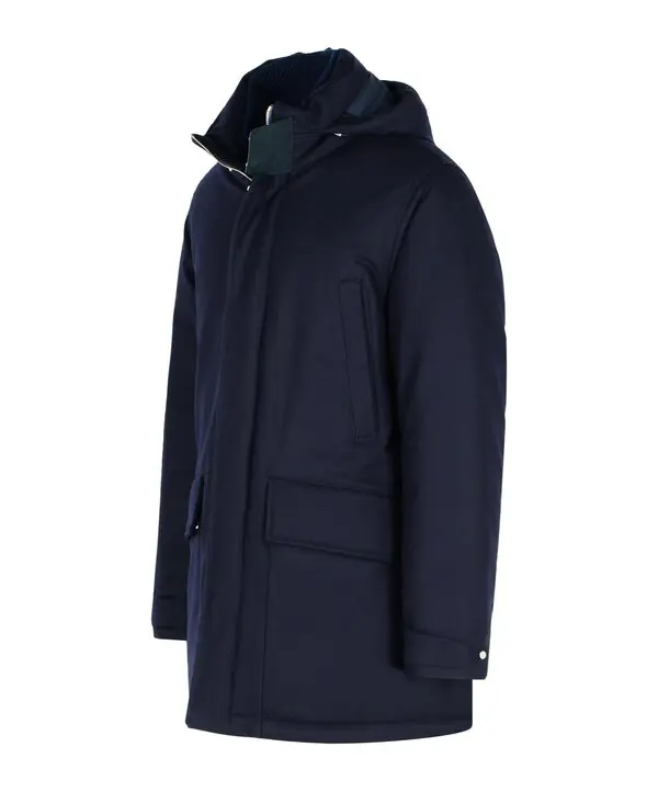 Zegna Zip-up Hooded Jacket With Goose Down Blend Filling - Blue