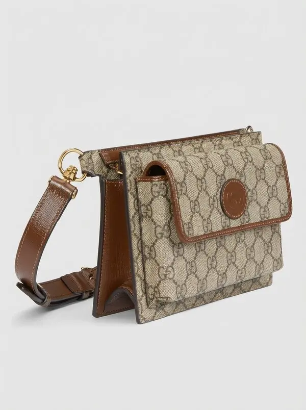 Gucci Logo Patch Gg Supreme Messenger Bag - Nude