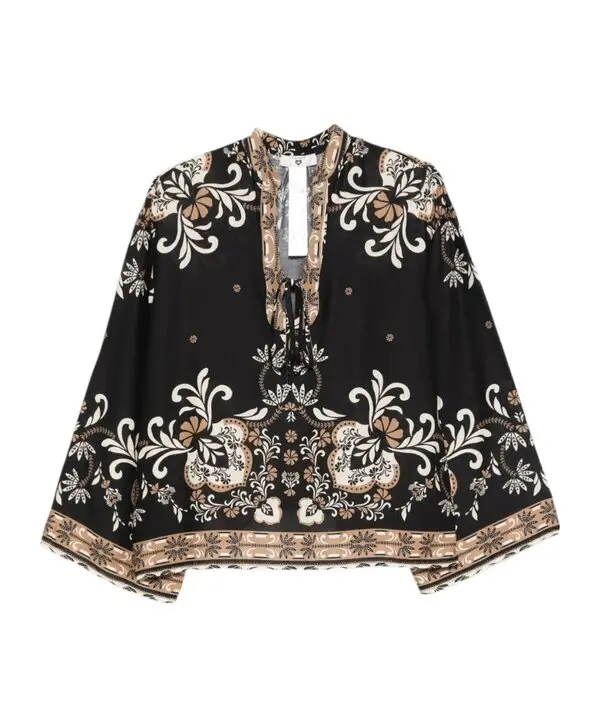 TWINSET Floral Print Tie-fastening Blouse - Black