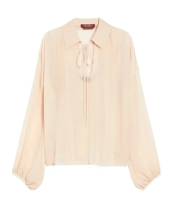 Max Mara Oversized Washed Silk Blouse - Beige/pink