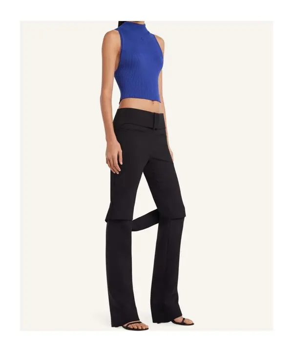 COURREGES Ribbed Mock-neck Cropped Tank Top - Sapphire