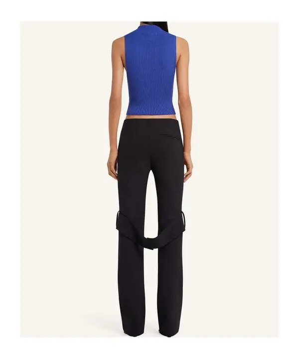COURREGES Ribbed Mock-neck Cropped Tank Top - Sapphire