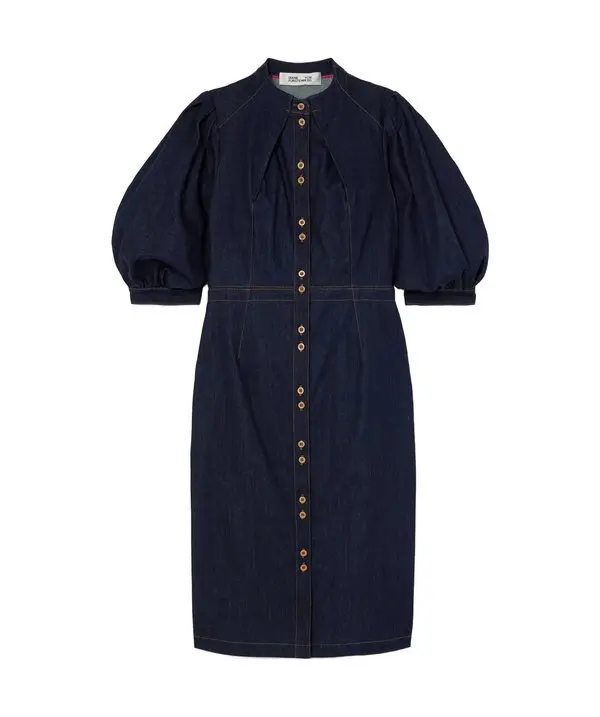 Diane Von Furstenberg Denim Dress With Balloon Sleeves