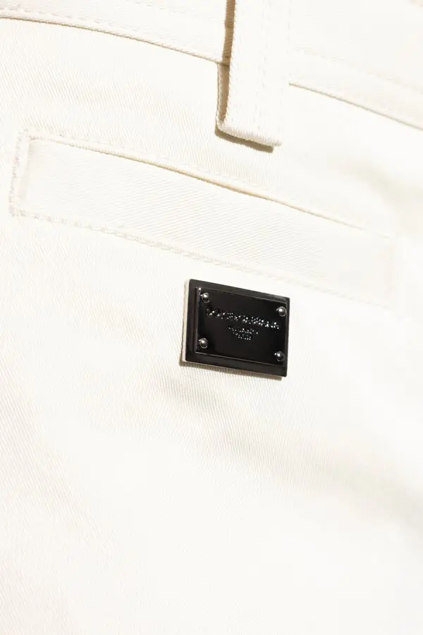 Dolce & Gabbana Logo Plaque Straight-leg Trousers - Cream