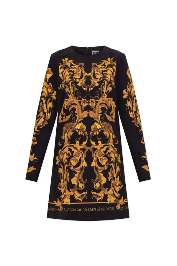 Versace Barocco Print Mini Dress - Black