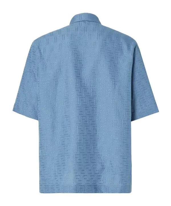 Fendi Ff Jacquard Short Sleeved Shirt - Light Blue