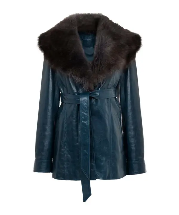 Chloé Short Coat In Leather - Black