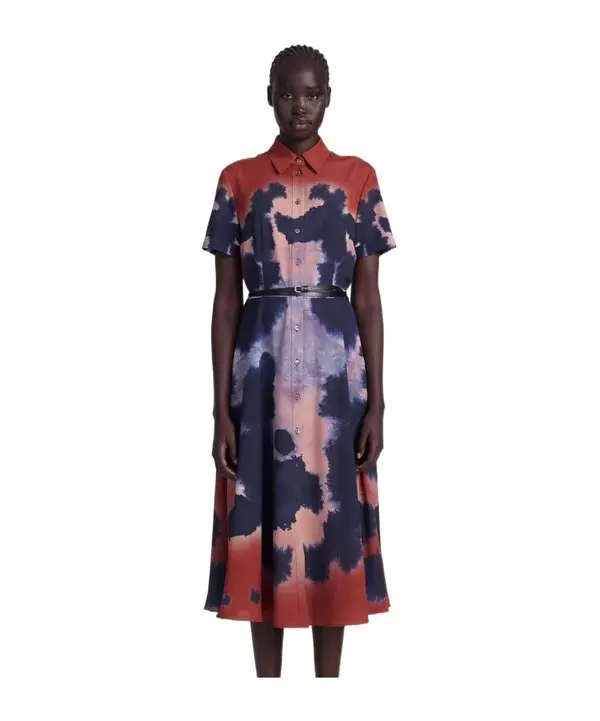 Altuzarra Short-sleeved Belted Shirt Dress With Lapel And Button Front