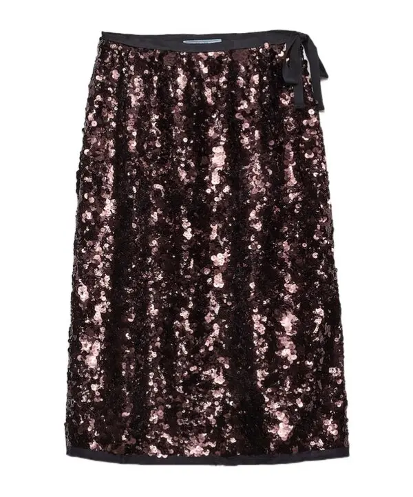 Prada Sequin-embellished Midi Skirt - Black