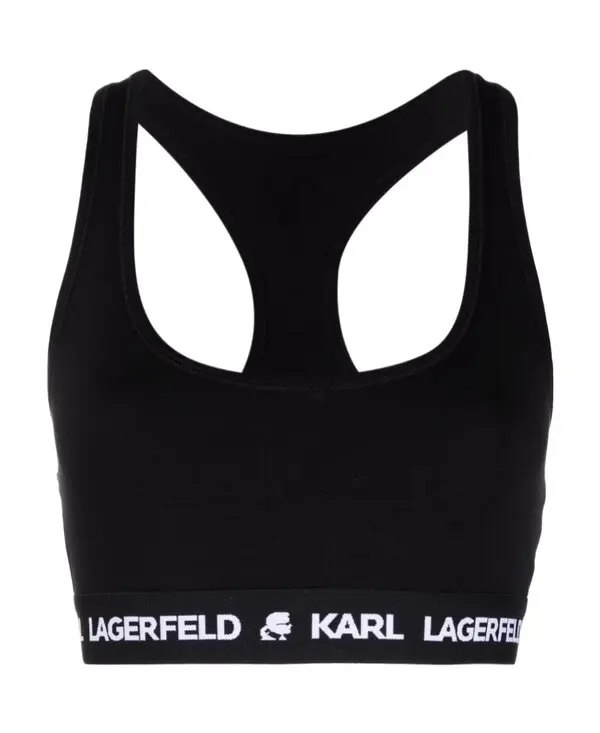 Karl Lagerfeld Logo Bra With Bottom - Black