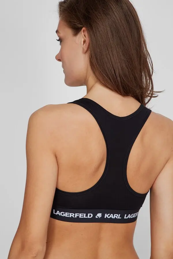 Karl Lagerfeld Logo Bra With Bottom - Black