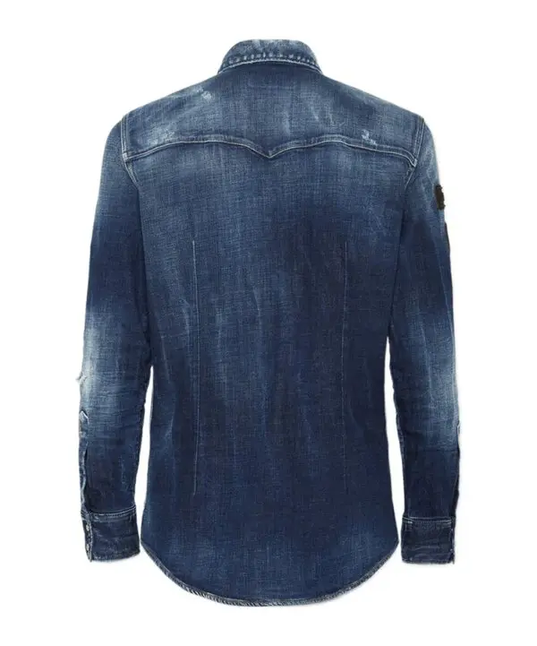 Dsquared2 X Ducati Denim Fashion Distressed Western Shirt
