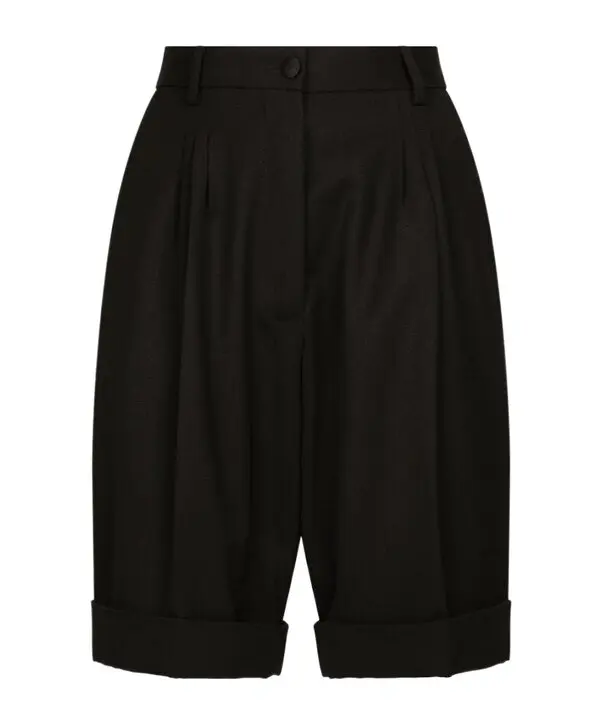 Dolce & Gabbana Dolce Gabbana High Waist Gabardine Shorts - Black