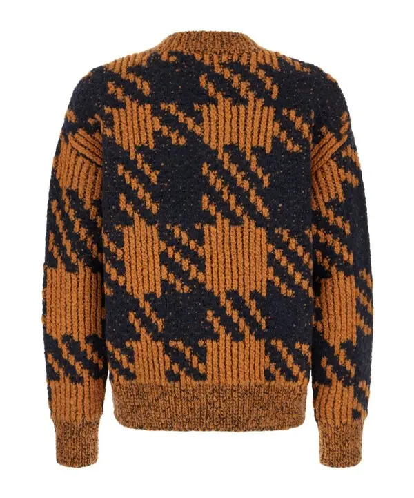 Dries Van Noten Houndstooth Knit V-neck Jumper