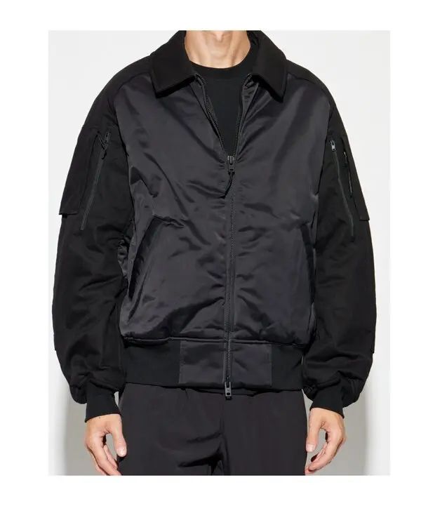 Y3 Contrast Panel Zip-up Bomber Jacket