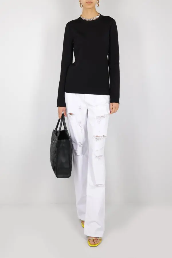 Givenchy Long-sleeve Round-neck T-shirt With Logo Lace Detail
