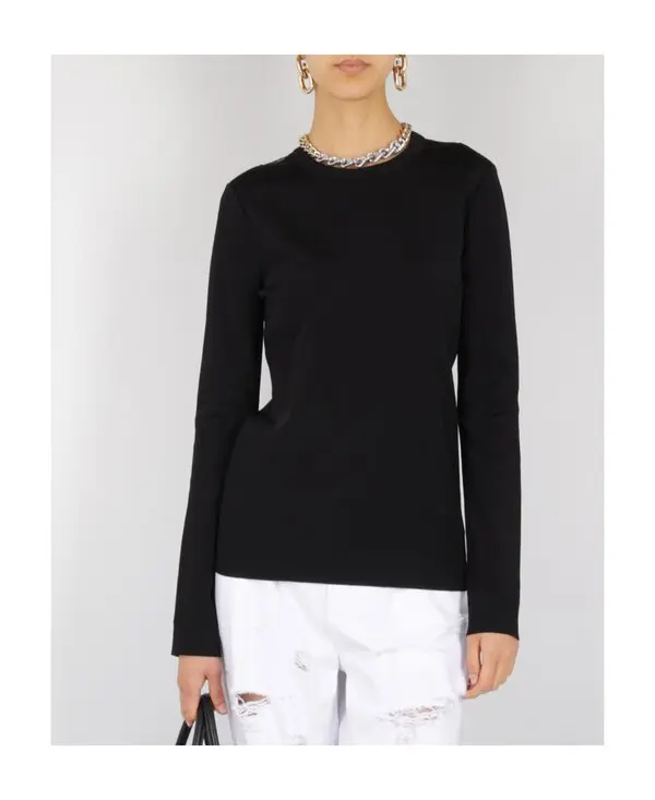 Givenchy Long-sleeve Round-neck T-shirt With Logo Lace Detail