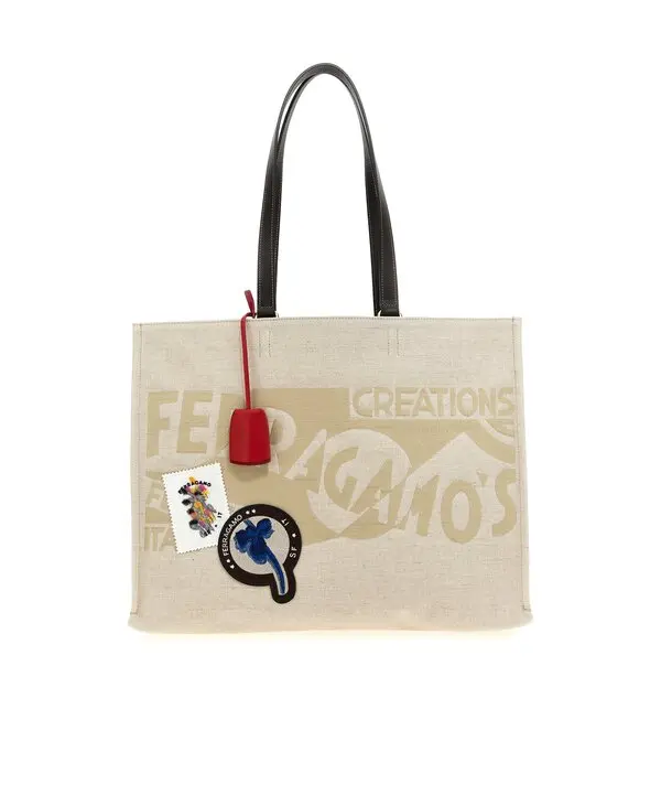 FERRAGAMO Jacquard Tote Bag With Patches