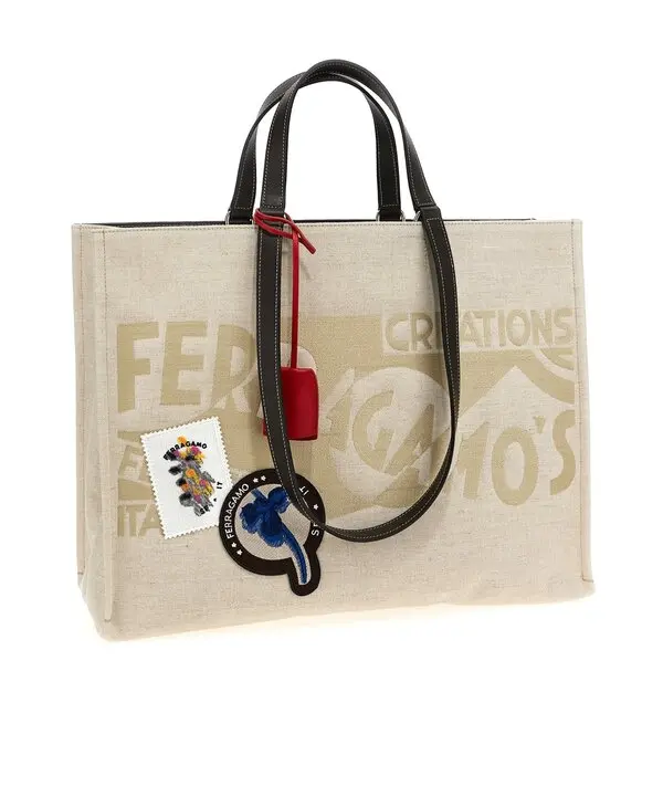 FERRAGAMO Jacquard Tote Bag With Patches