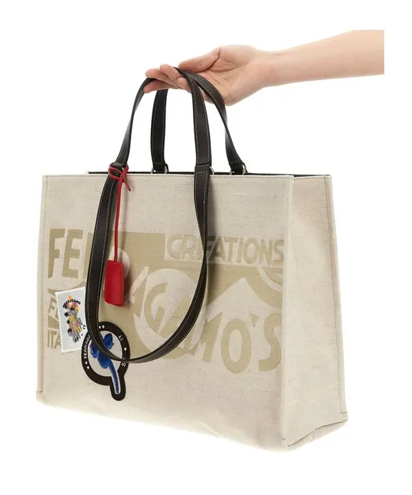 FERRAGAMO Jacquard Tote Bag With Patches