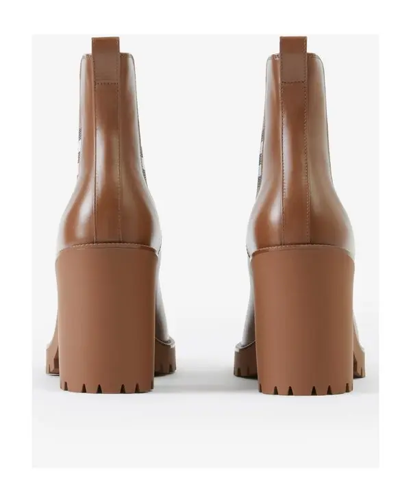 Burberry Checked Panel Ankle Boots - Brown