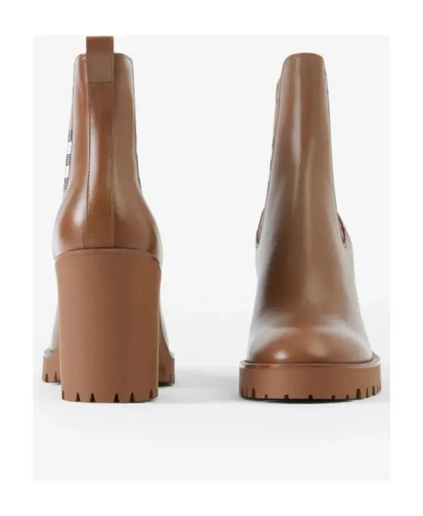 Burberry Checked Panel Ankle Boots - Brown