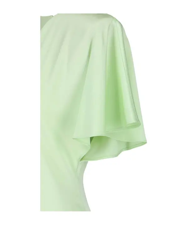 Stella McCartney V-neck Satin Dress With Short Sleeves And Fitted Waist - Green