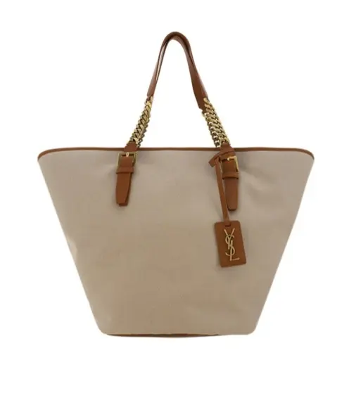 Saint Laurent Logo Patch Top Handle Bag - Nude