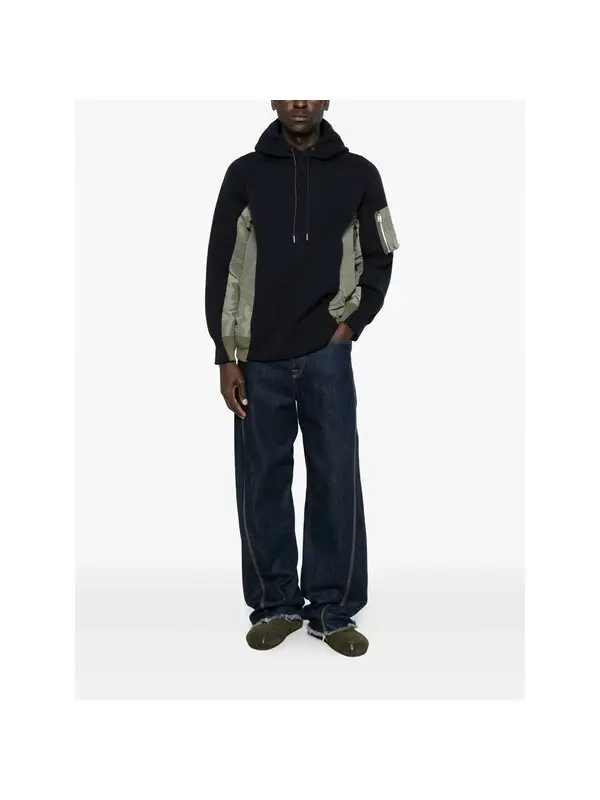 Sacai Panelled Zip-pocket Hoodie