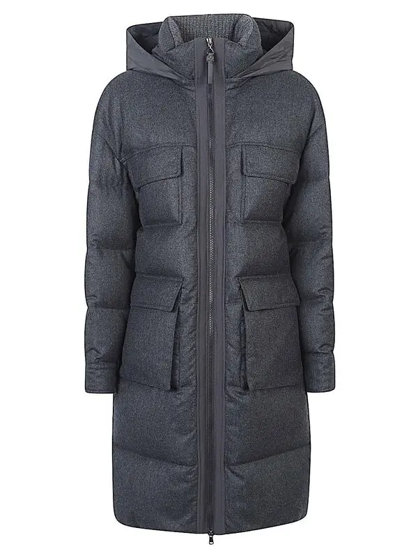 Brunello Cucinelli Long Hooded Cotton Jacket