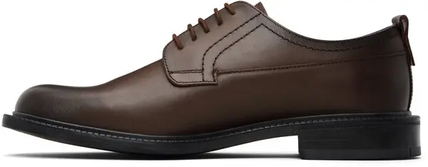 Hugo Boss Leather Derby Shoes - Medium Brown