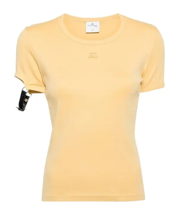 COURREGES Buckle-detail T-shirt - Nude