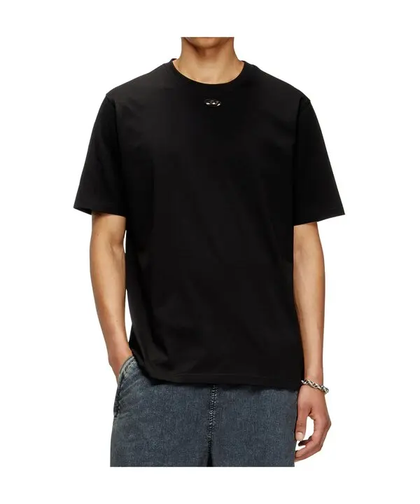 DIESEL® Oval-d Logo Cut-out Crewneck T-shirt - Black