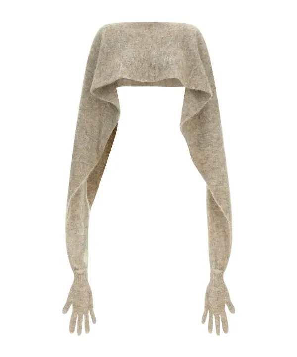Moschino Knitted Cape With Gloves - Grey