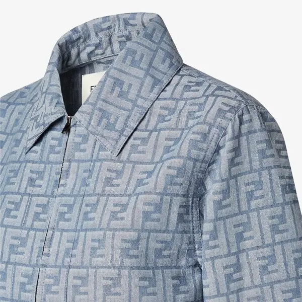 Fendi Ff Chambray Zipped Cropped Jacket