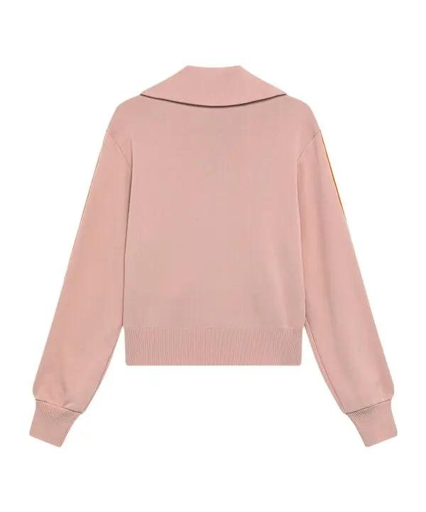 AUTRY Knitted Tennis Zip Jacket With Striped Sleeves - Pink