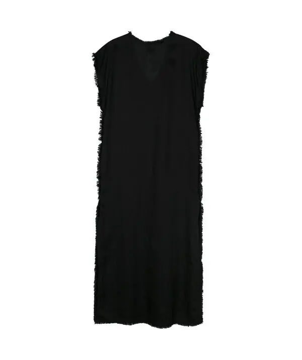P.a.r.o.s.h Frayed Linen Midi Dress