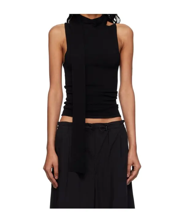 ST. AGNI Backless Vest With Integrated Scarf - Black
