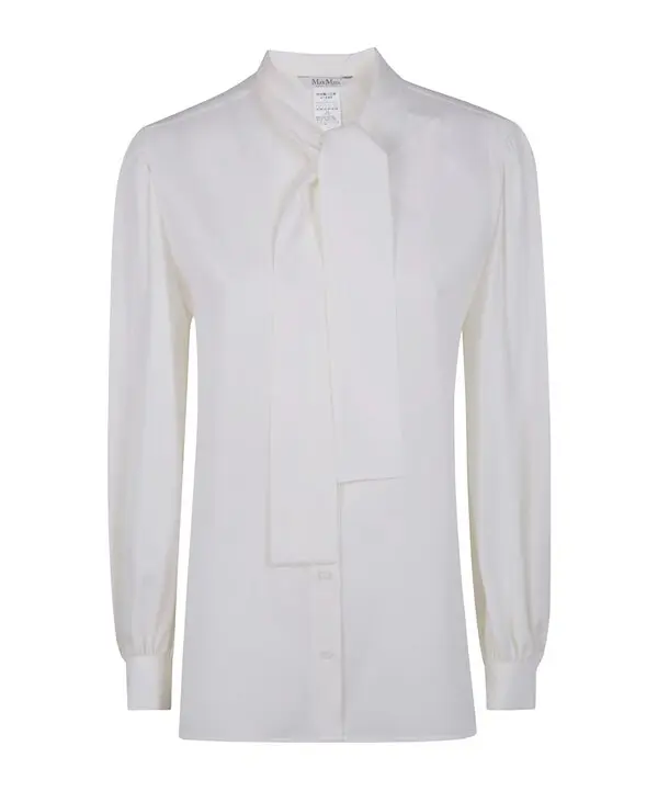 Max Mara Melania Tie-neck Shirt - White