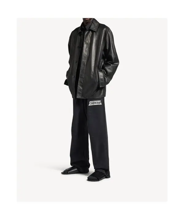 Balenciaga Leather Collared Button-up Jacket