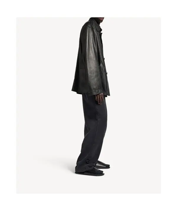 Balenciaga Leather Collared Button-up Jacket
