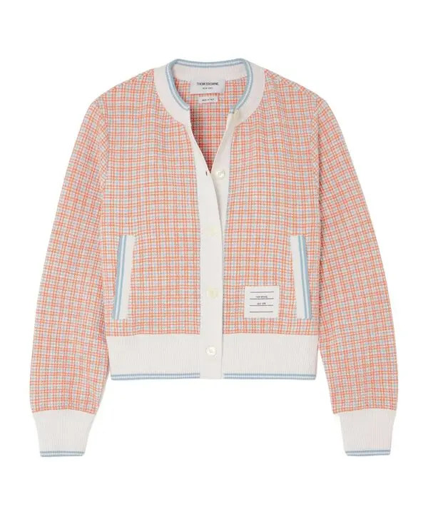 Thom Browne Checked Tweed Cardigan - Nude