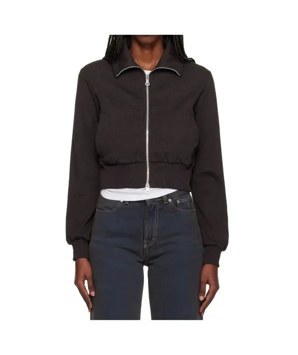 Our Legacy Ribbed Knit Zip-up Cardigan With Pinstripes